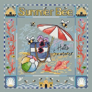Summer Cross Stitch Pattern Sea Cross Stitch PDF Shell Sampler Bee ...