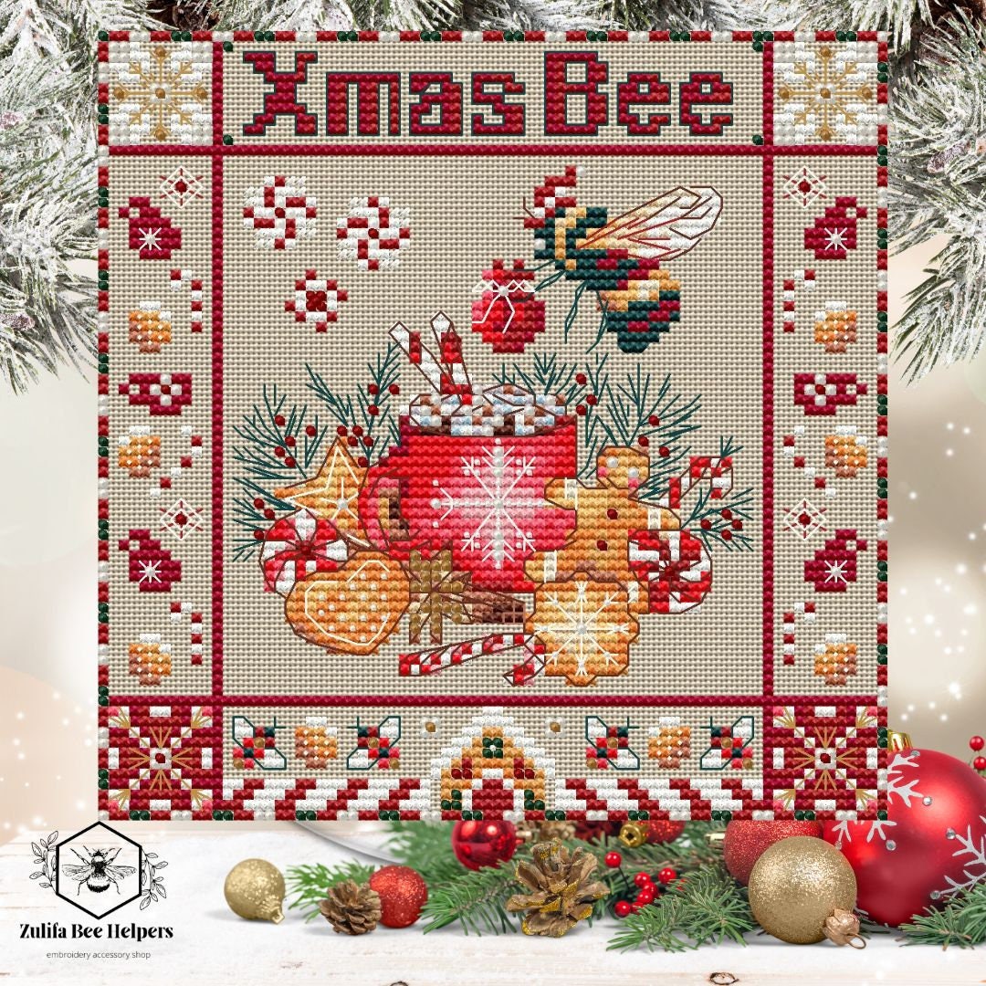 Xmas Cross Stitch Pattern Christmas Cross Stitch PDF Bee Sampler Bee ...