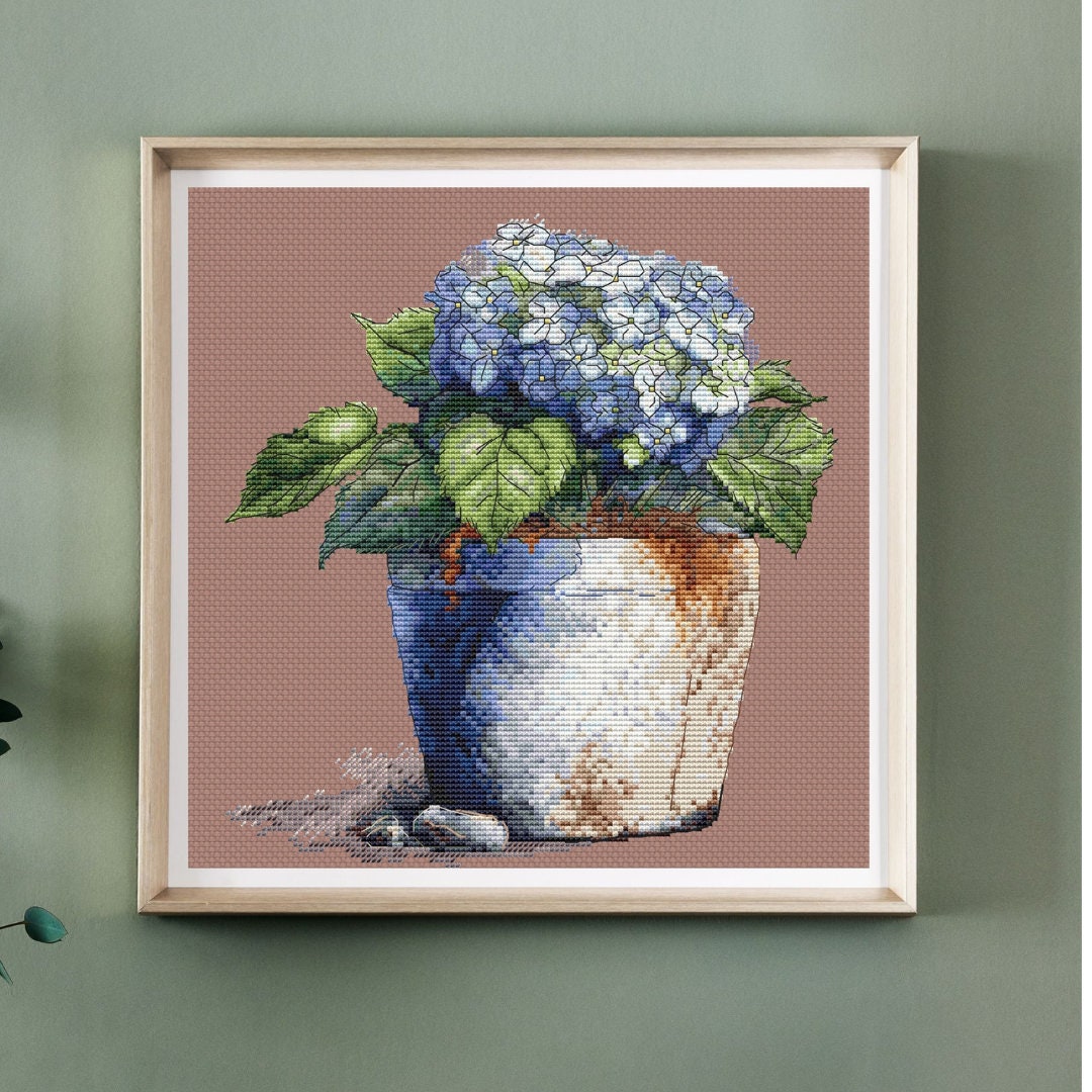 Hydrangea Cross Stitch Pattern Hydrangea Embroidery PDF Hydrangea ...