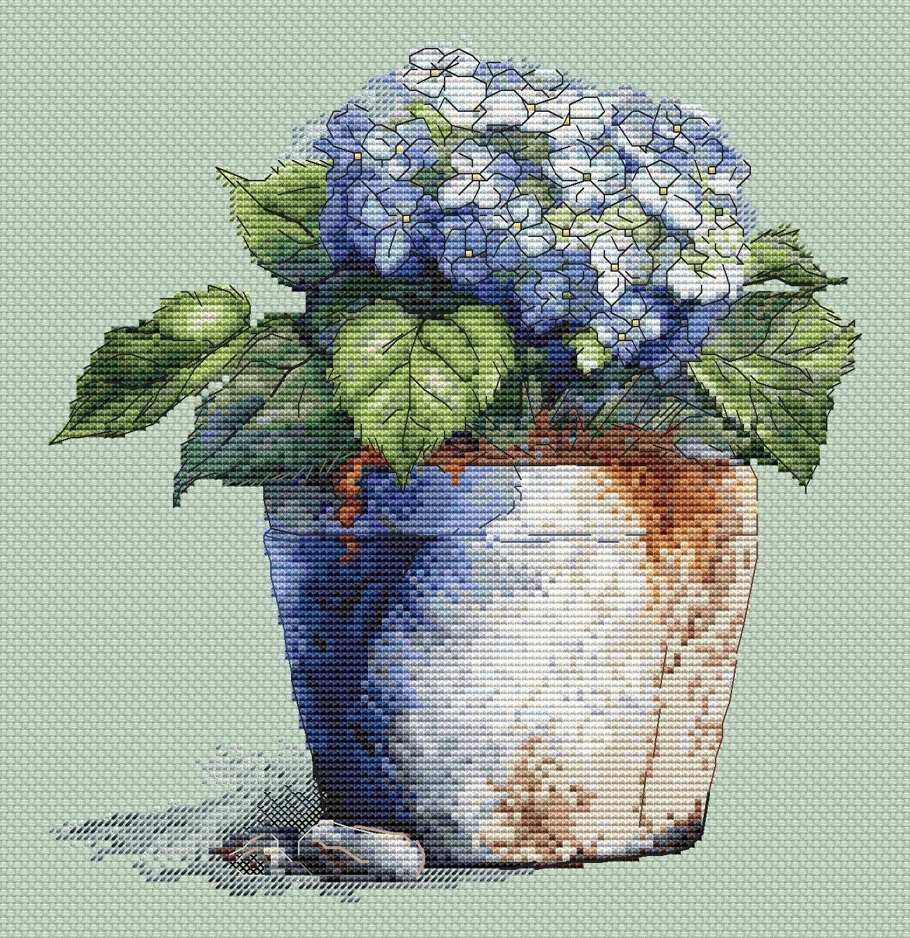 Hydrangea Cross Stitch Pattern Hydrangea Embroidery PDF Hydrangea ...