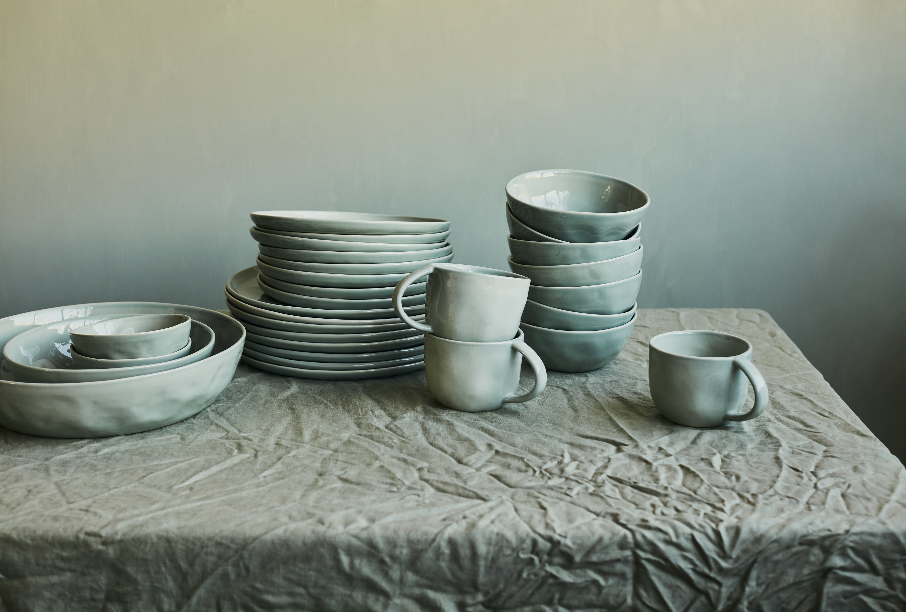 Set of 2 Large Plates in Seaglass Blue Plate Hand Made - Etsy