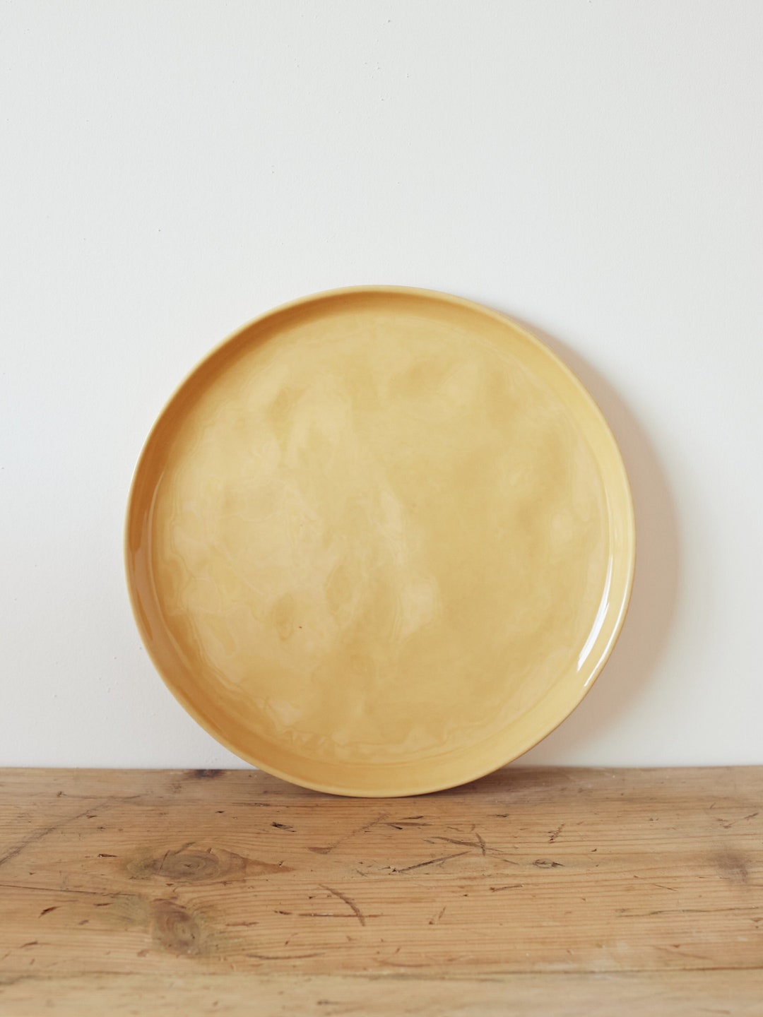 Set of 2 Large Plates in Dijon - Yellow Stoneware Plate - Handmade ...