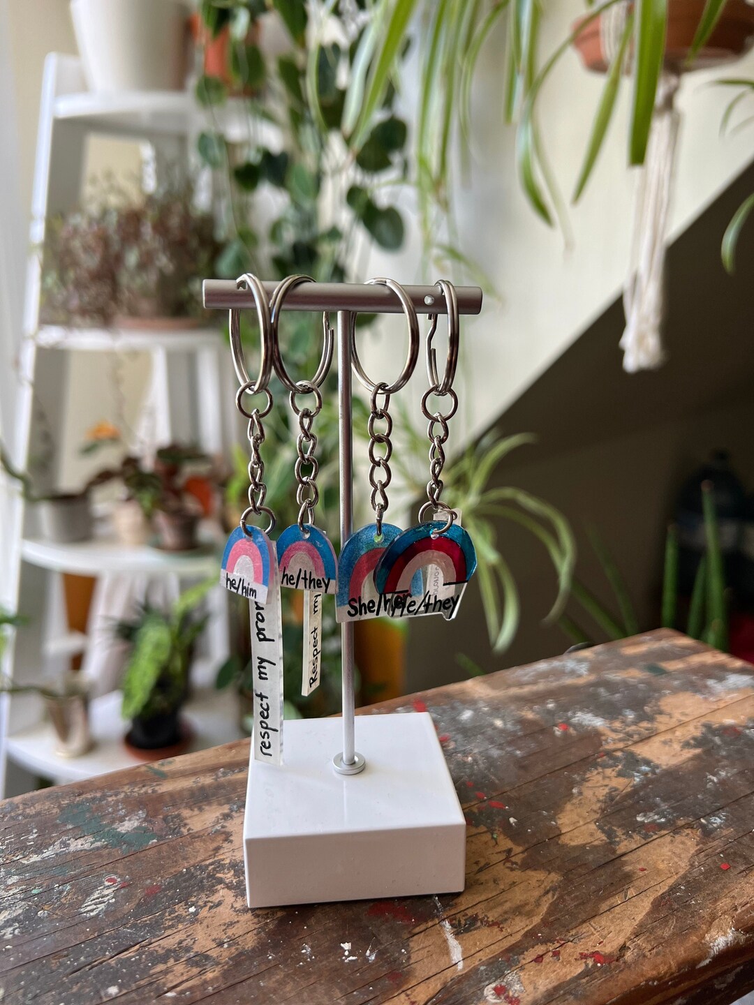 Pride Keychains - Trans Flag & Pronouns - Etsy