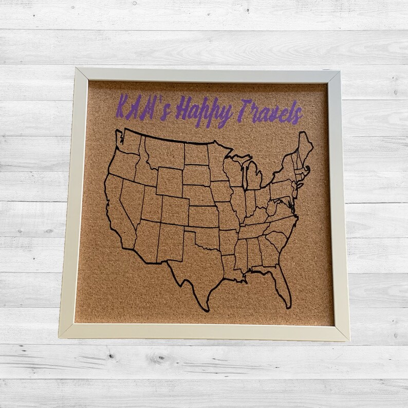USA MAP Tracker Custom Cork Board Vision Board Goal Board - Etsy