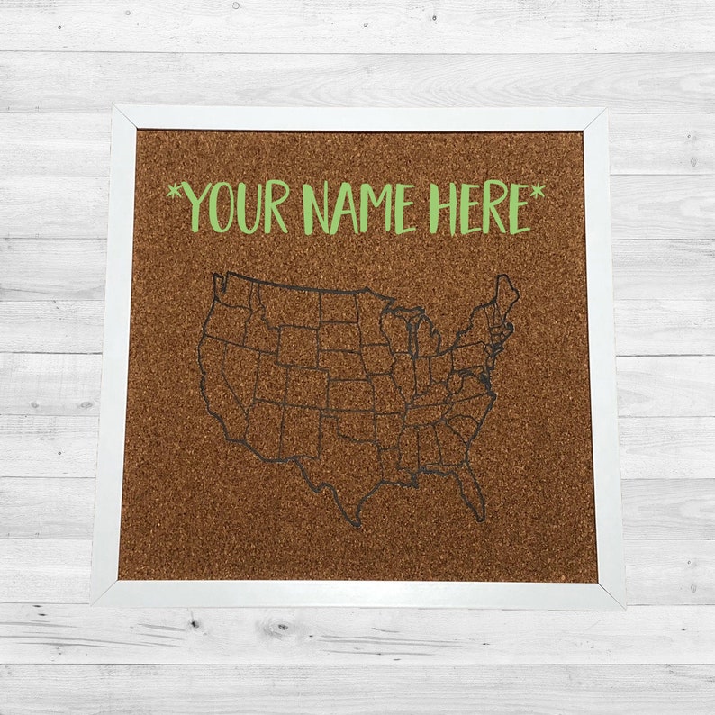 USA MAP Tracker Custom Cork Board Vision Board Goal Board | Etsy