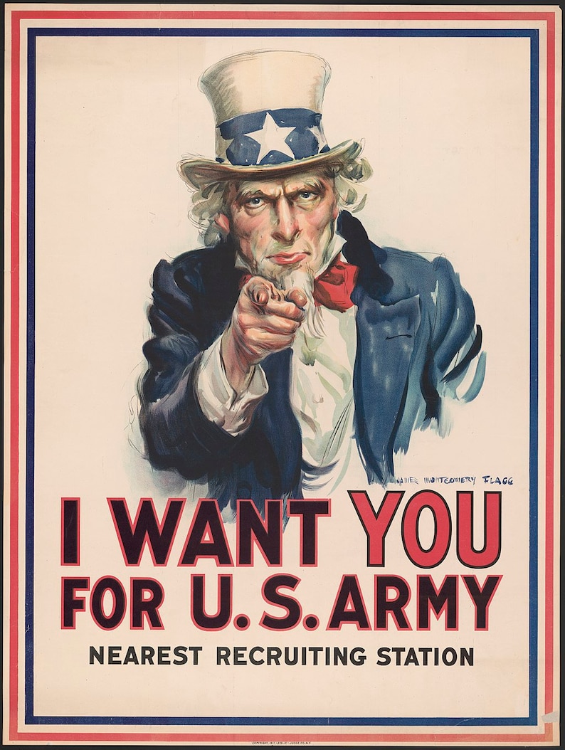 I Want You for U.S. Army Uncle Sam 1917 Vintage Ad Poster | Etsy