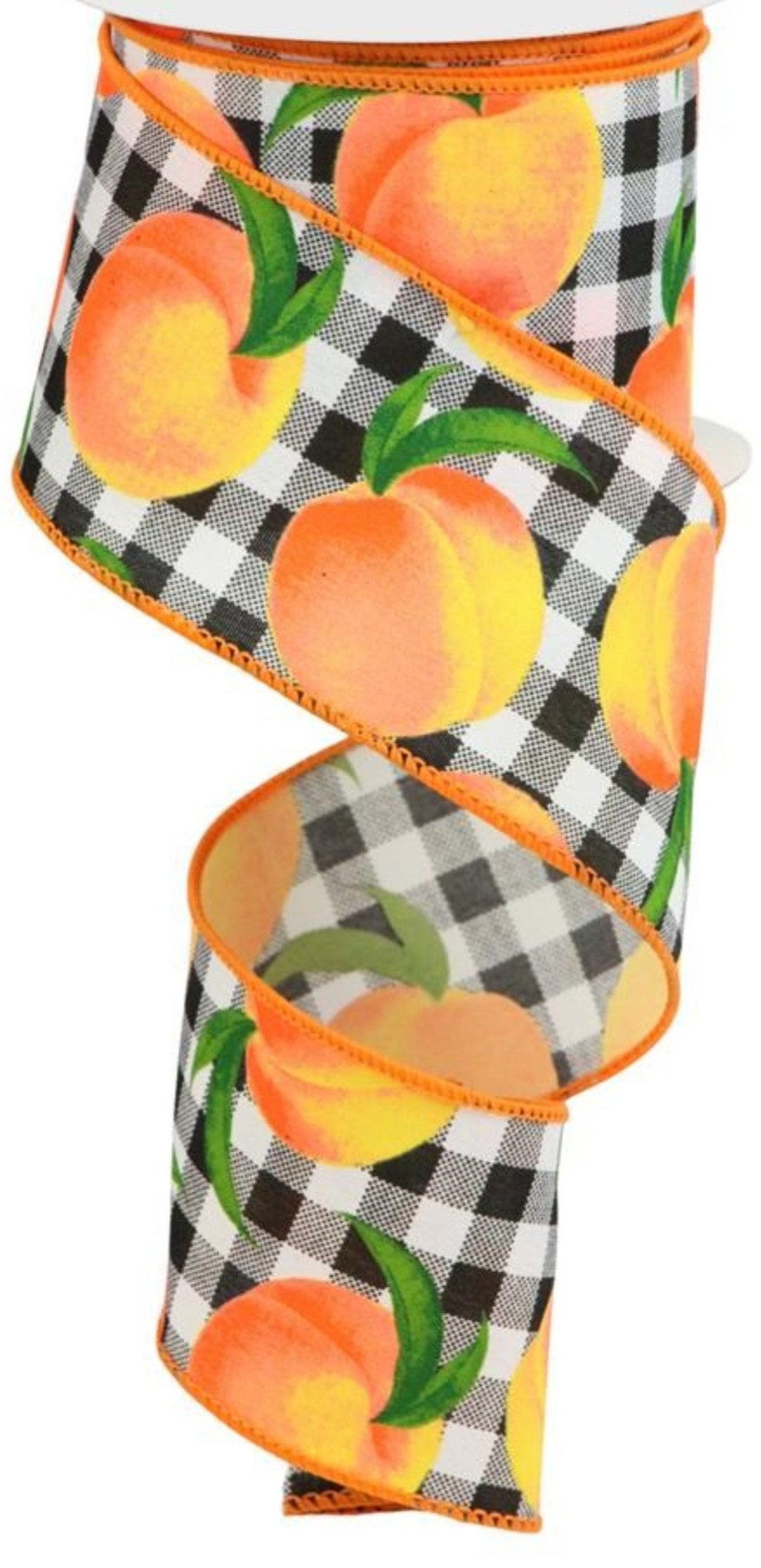 FREE SHIPPING 10 Yards 2.5 Wired Peach Ribbon With Black and White ...