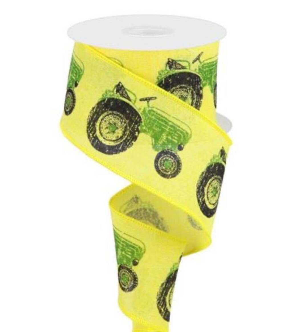 Wired Yellow Linen With Green and Black Tractor Ribbon - John Deere ...