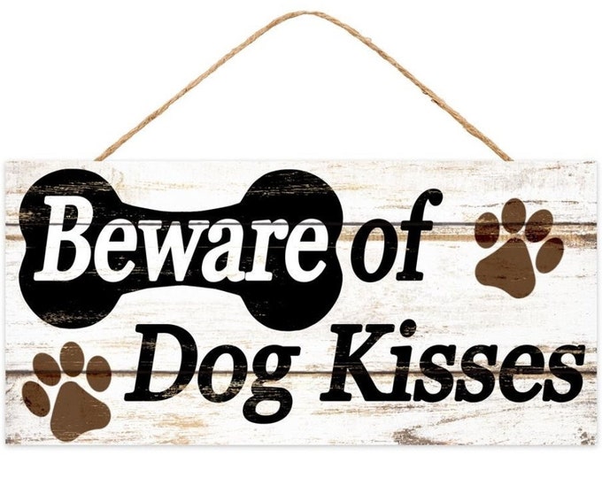Beware of Dog Kisses Wreath Sign Pet Wreath Sign - Etsy