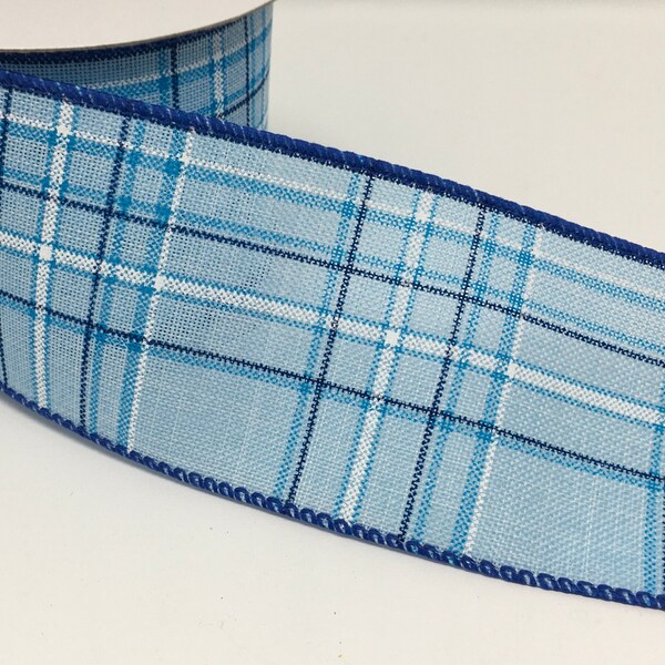 Blue and White Check Ribbon - Etsy