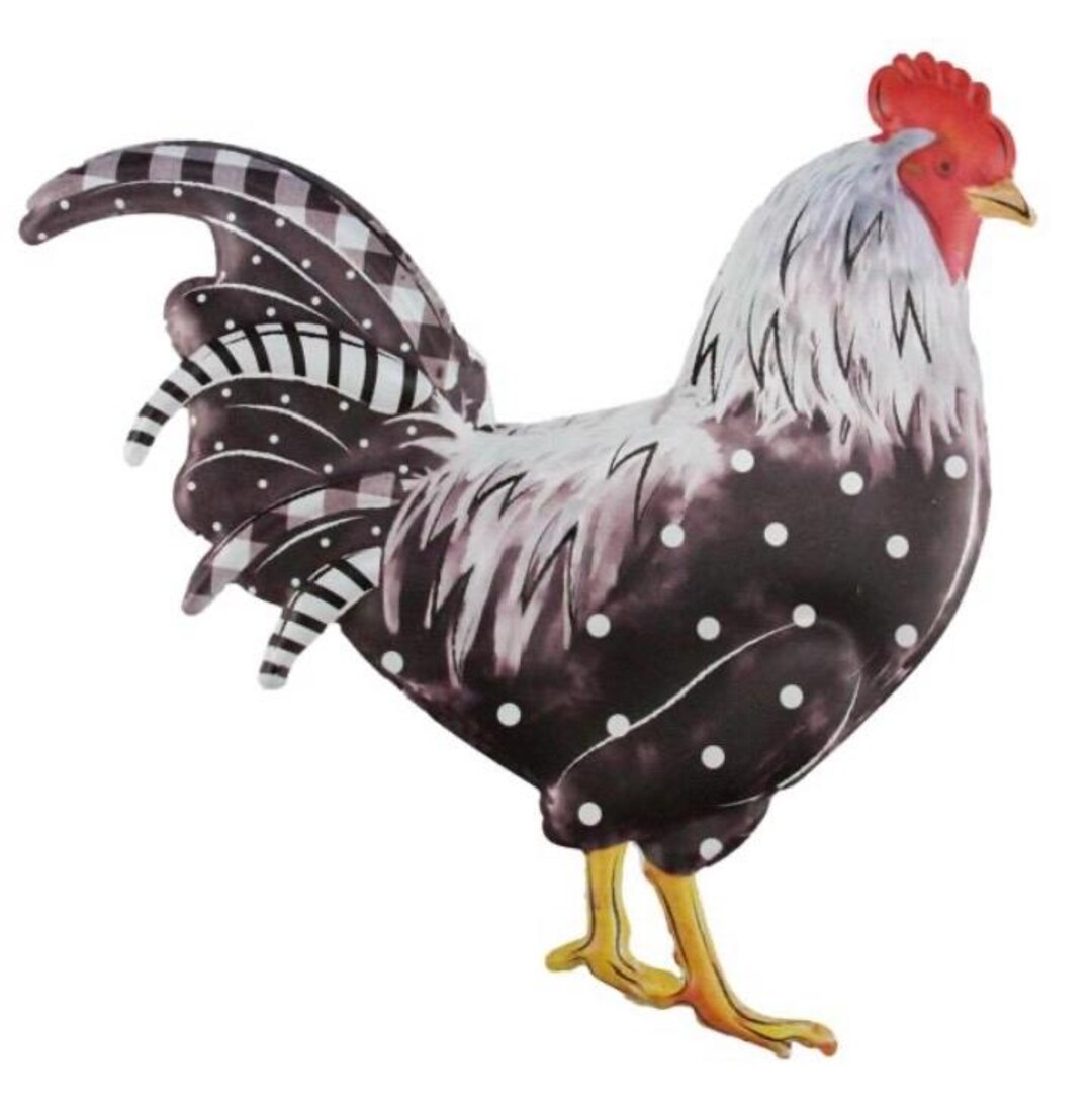 12”x11.75” Metal Embossed Polka Dot Rooster Wreath Sign - Chicken Sign ...