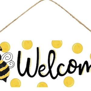 Yellow Black and White Polka Dot Welcome Bumblebee Wreath - Etsy
