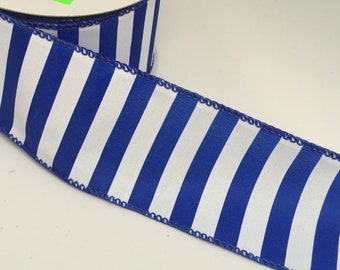2.5 Blue and White Stripe Ribbon RG0177825 - Etsy