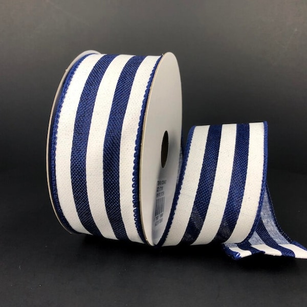 Blue and White Stripped Ribbon - Etsy