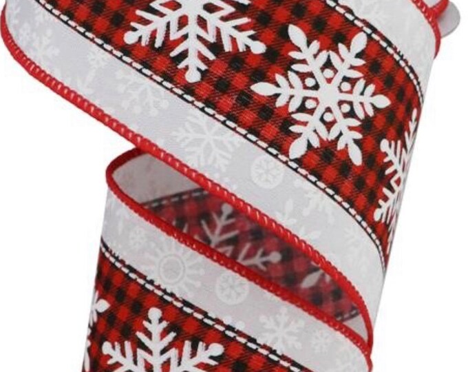 FREE SHIPPING 10 Yards 2.5 Wired Black and Gray Plaid Snowflake Ribbon ...