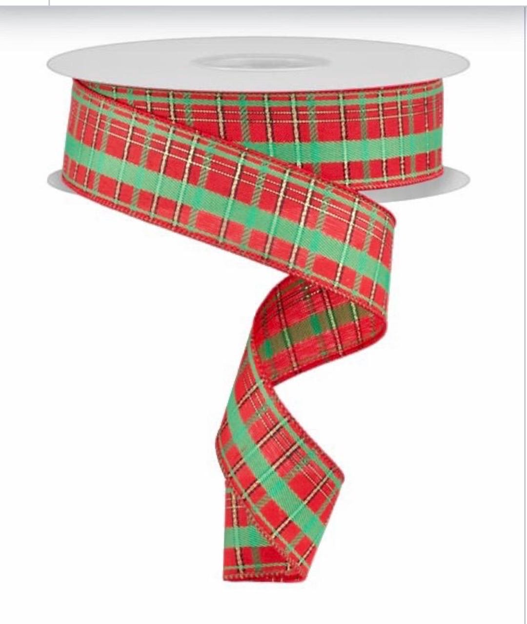 Wired Red and Green Woven Check Plaid Ribbon- 1.5”x50 Yards - Etsy