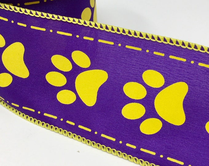 Red/black Paw Print Satin Wired Ribbon Dog Ribbon 2.5 - Etsy