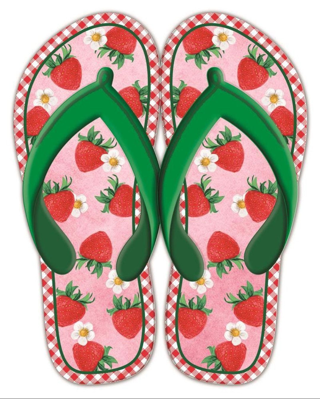 12.75"x10" Embossed Metal Strawberry Flip Flop Wreath Sign With Flowers ...