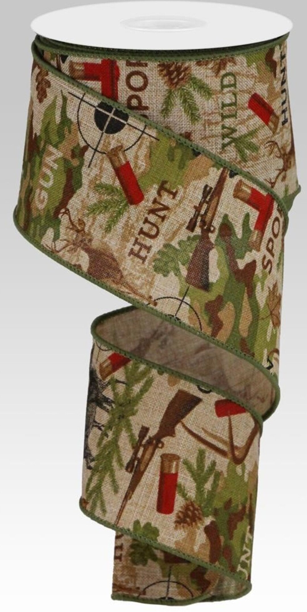 FREE SHIPPING - 10 Yards - 2.5" Wired Natural Background Hunting Ribbon ...