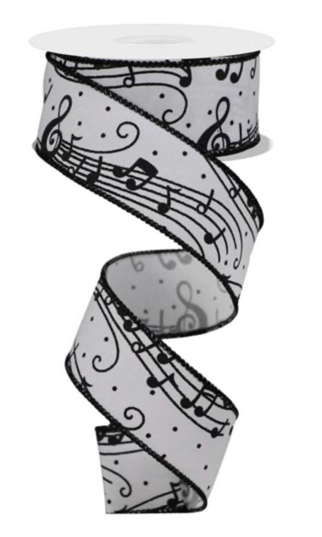 Wired Black and White Musical Note Ribbon- 1.5”x10 Yards - Etsy