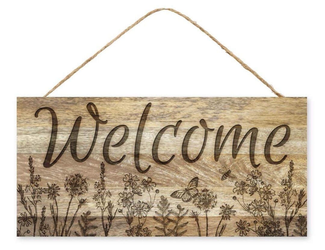 Faux Wood Welcome Wildflowers Sign Everyday Wreath Sign - Etsy