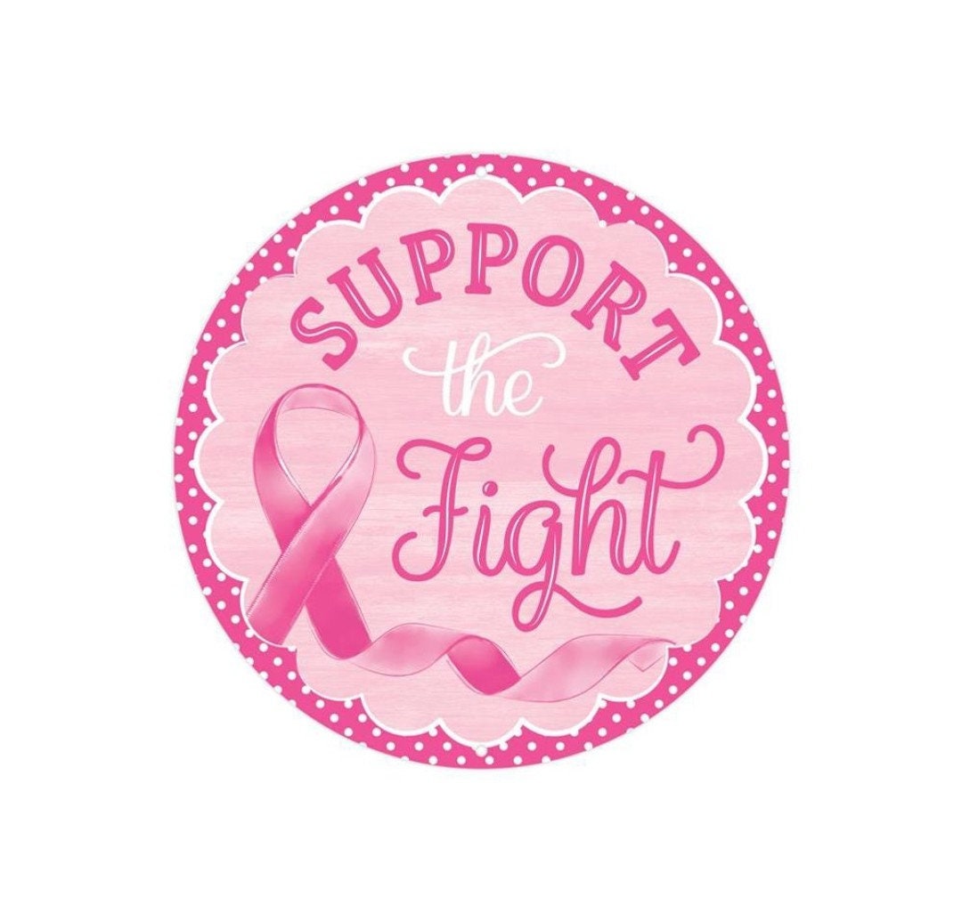 8" Round Metal Support the Fight Breast Cancer Awareness Wreath Sign - Etsy