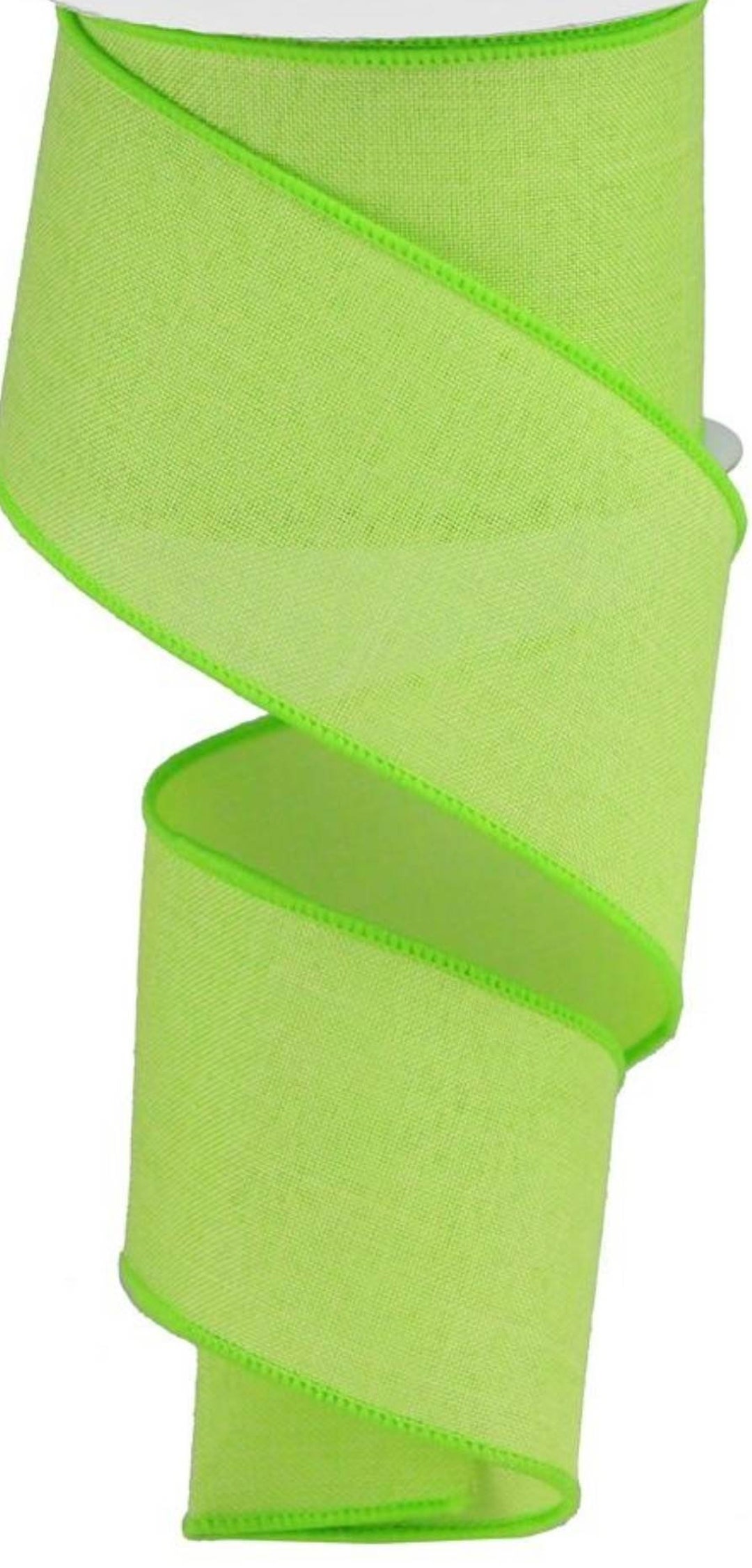 FREE SHIPPING - 10 Yards - 2.5" Wired Solid Color Bright Green Ribbon ...