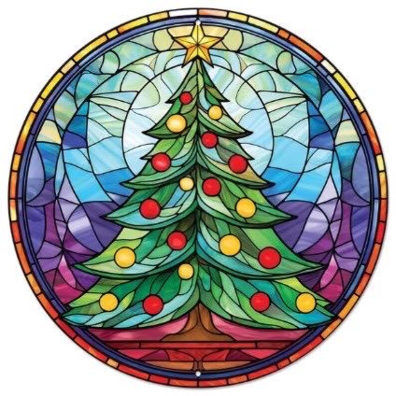12" Round Metal Christmas Tree Wreath Sign - Etsy