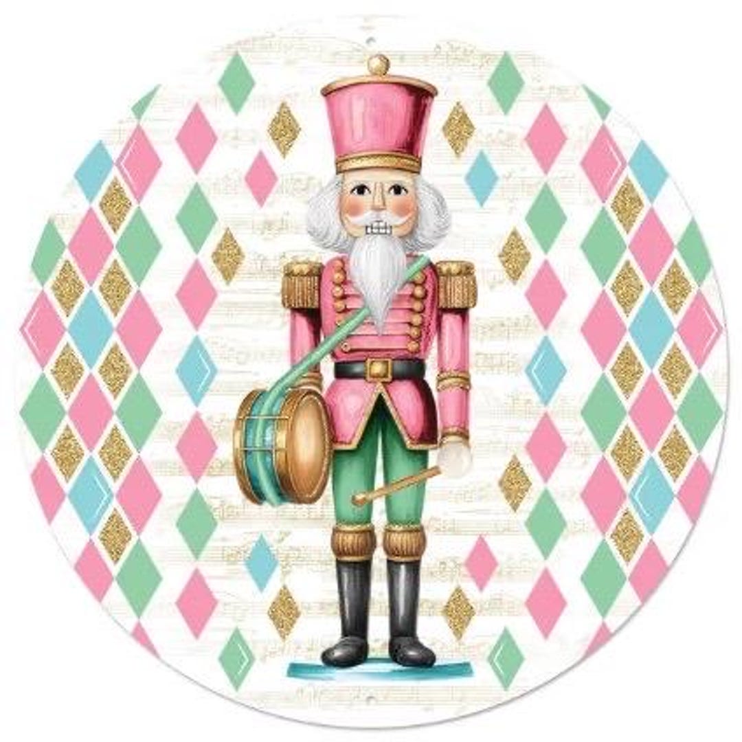 12” Metal Round Nutcracker Wreath Sign - Christmas Sign - Wreath ...