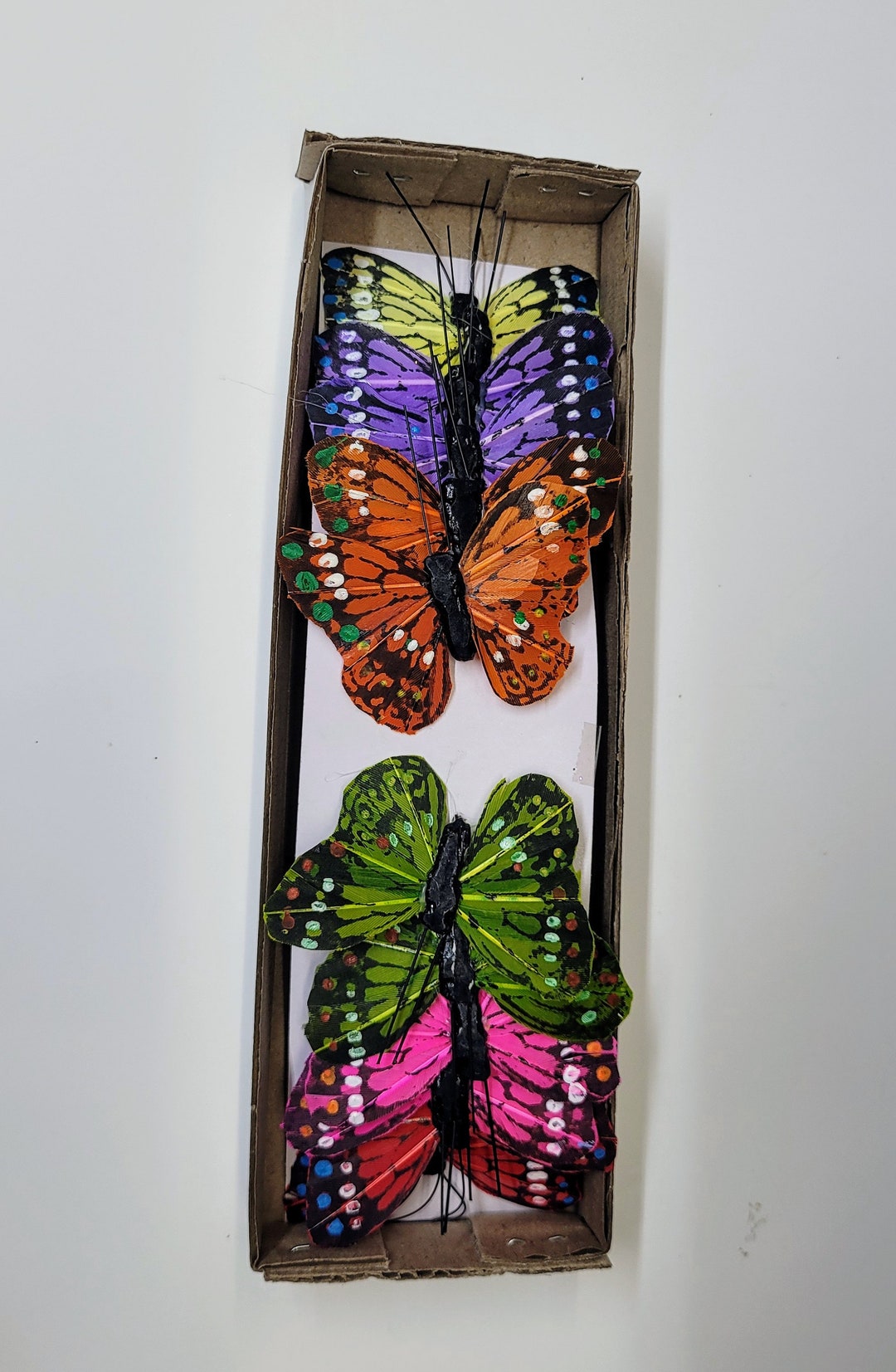 12 Count Assorted 2"x1.5" Butterflies on Wire Stem - Floral Supplies - Etsy