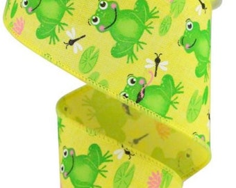 1.5 X 10 Yards Wired Frog Ribbon Spring Ribbon Whimsical Ribbon Wired ...