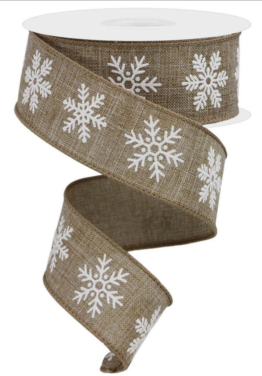 FREE SHIPPING 10 Yards 1.5 Wired Natural and White Sparkle Snowflake ...