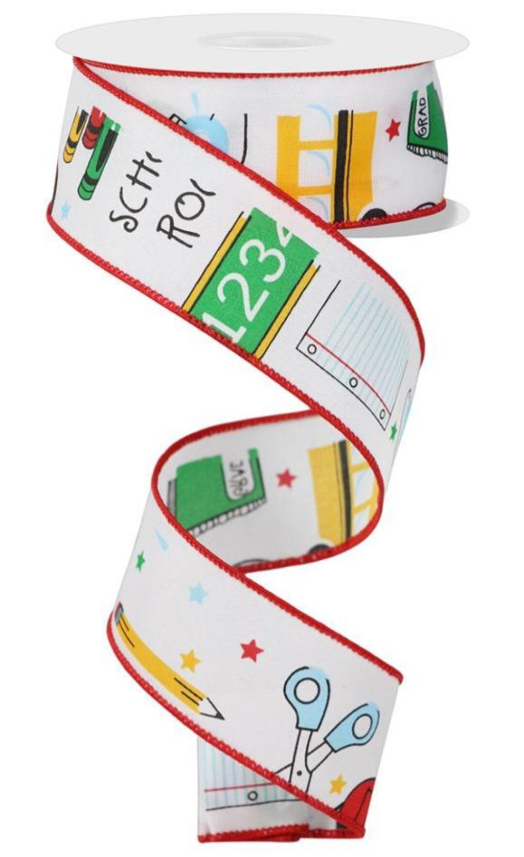 FREE SHIPPING - 10 Yards - 1.5" Wired White Satin School Rocks Teacher ...
