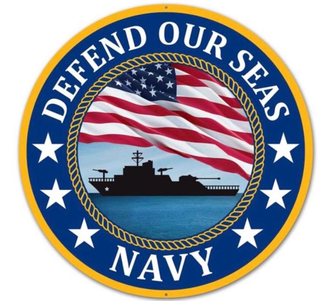 12 Round Metal Defend Our Seas Navy Sign - Etsy