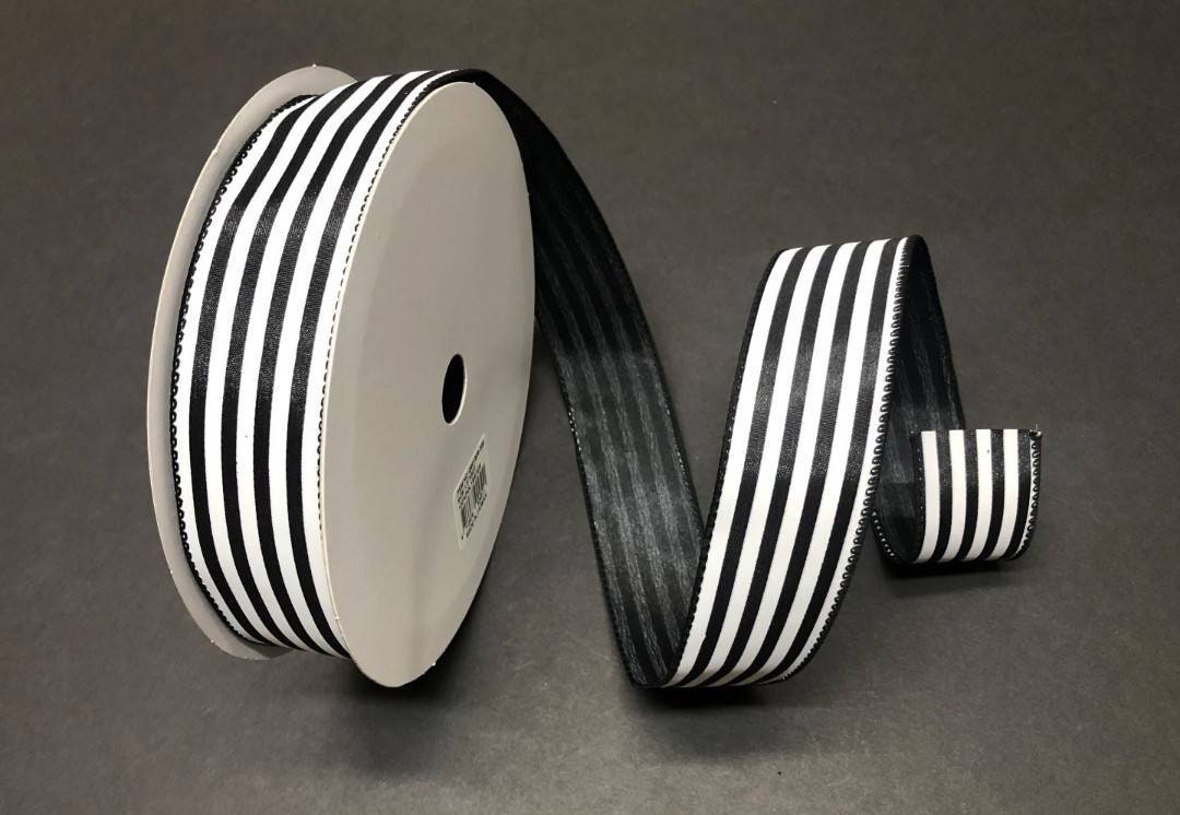 50 Yards 1.5 Wired Black and White Stripe Ribbon - Etsy