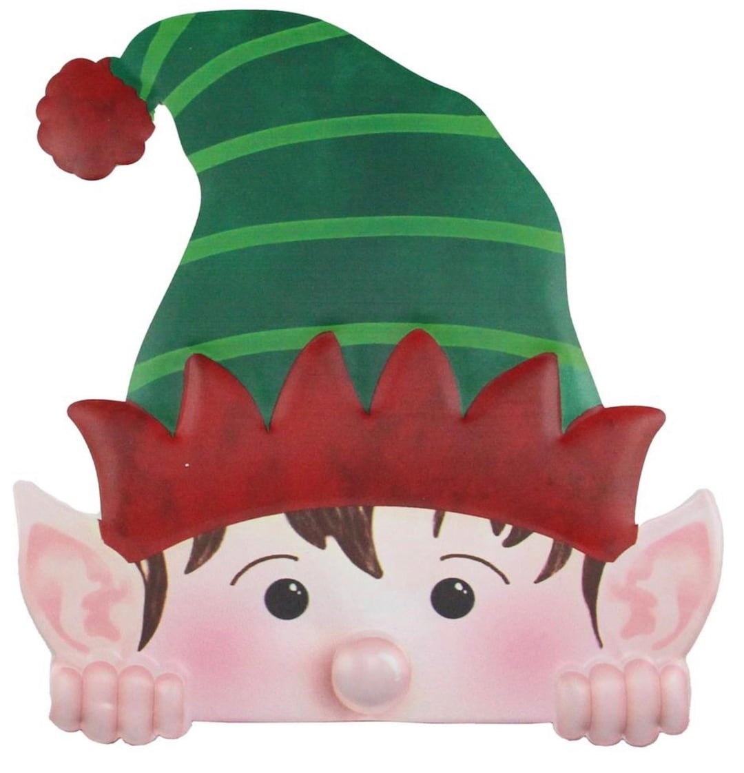 12x11 Metal Embossed Peeking Elf Wreath Sign - Etsy