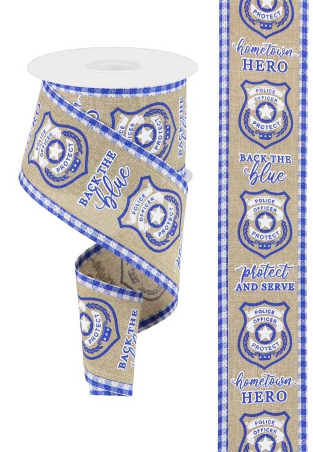 FREE SHIPPING - 10 Yards - 2.5" Wired Natural Police Support Badge ...