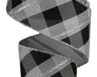 Gray Plaid Ribbon - Etsy