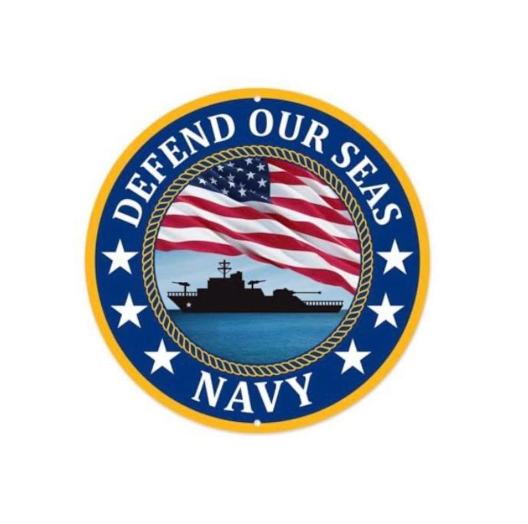 8" Round Metal Defend Our Seas Navy Sign - Etsy