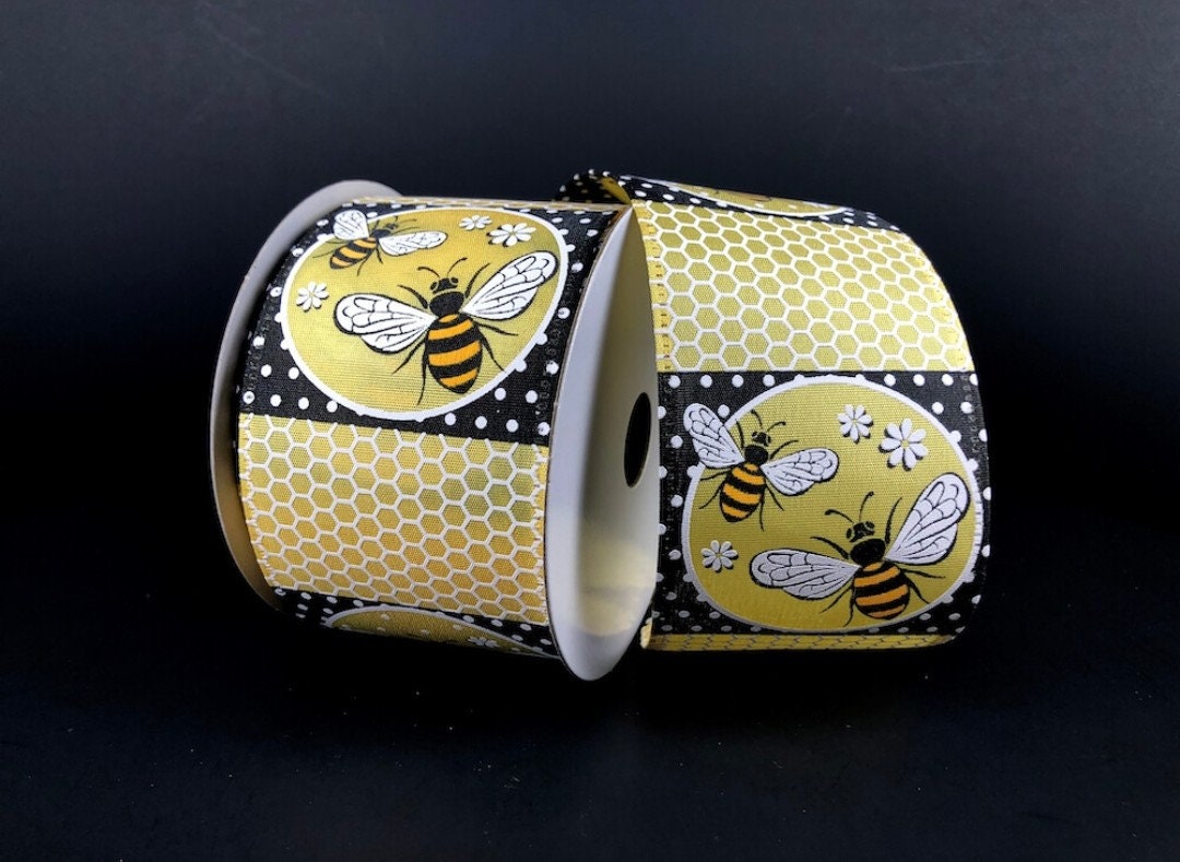 FREE SHIPPING 10 Yards 2.5 Honeybee Block Ribbon With Honeycomb Summer Ribbon - Etsy