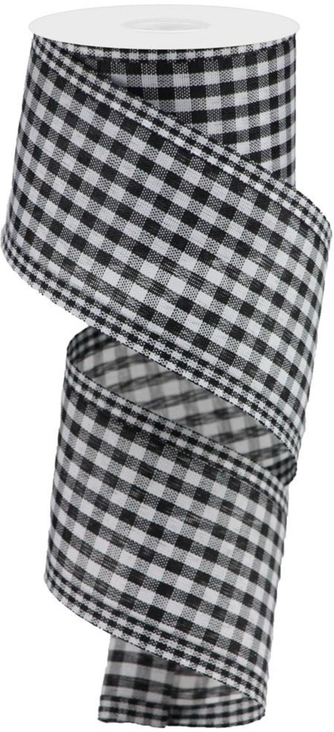 Wired Black and White Gingham Check Ribbon With Black and White Check ...