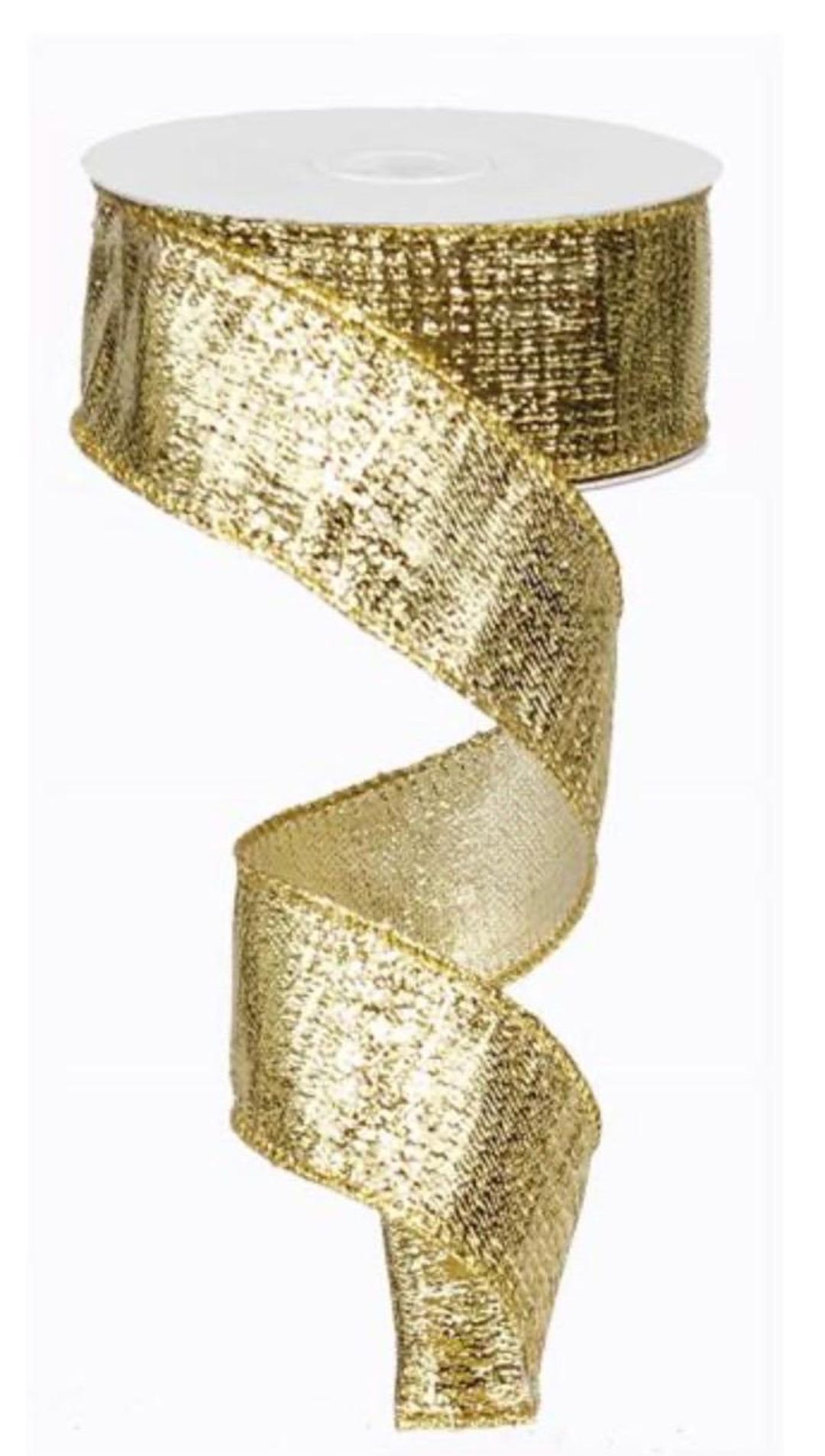 Gold Ribbon 10 Yards - 1.5” Wired Gold Metallic Ribbon - Etsy