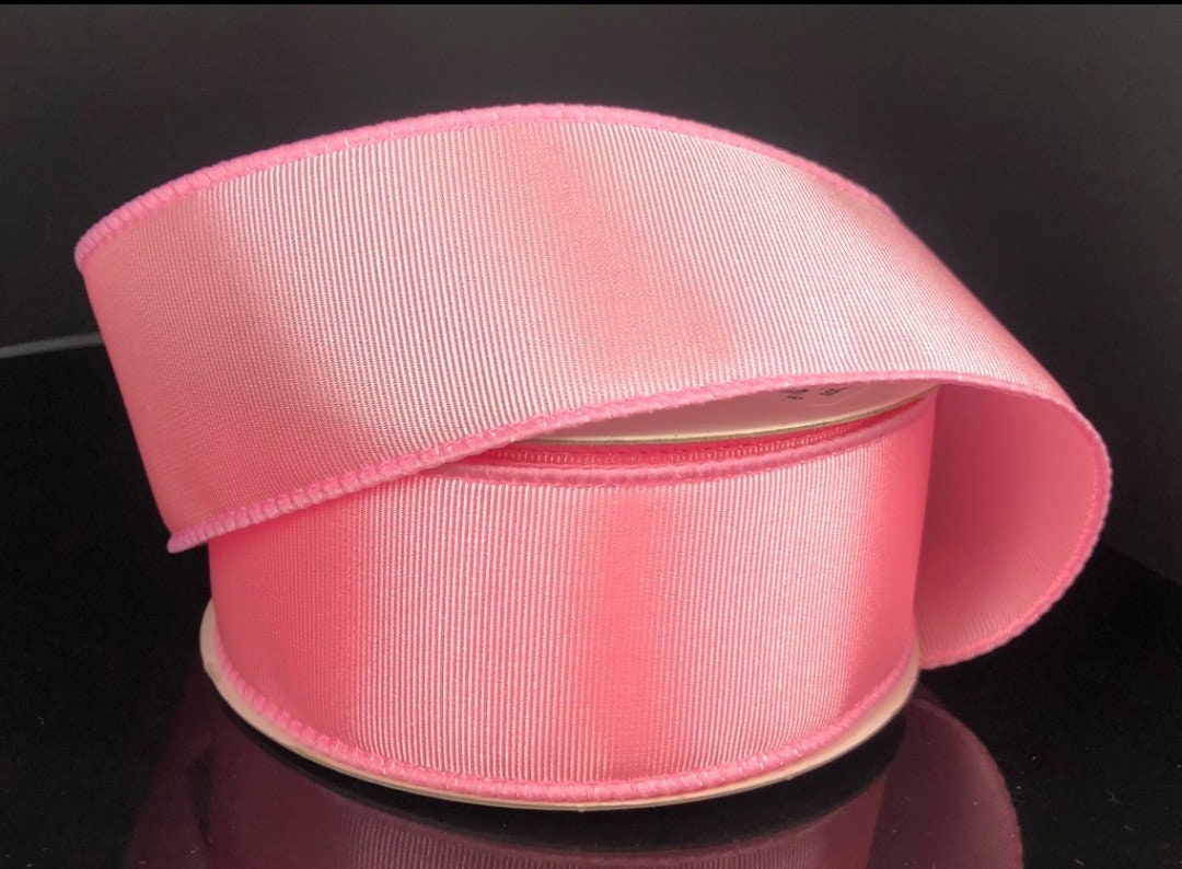 50 Yards - 1.5" Wired Baby Pink Ribbed Satin Ribbon - Baby Girl Ribbon ...