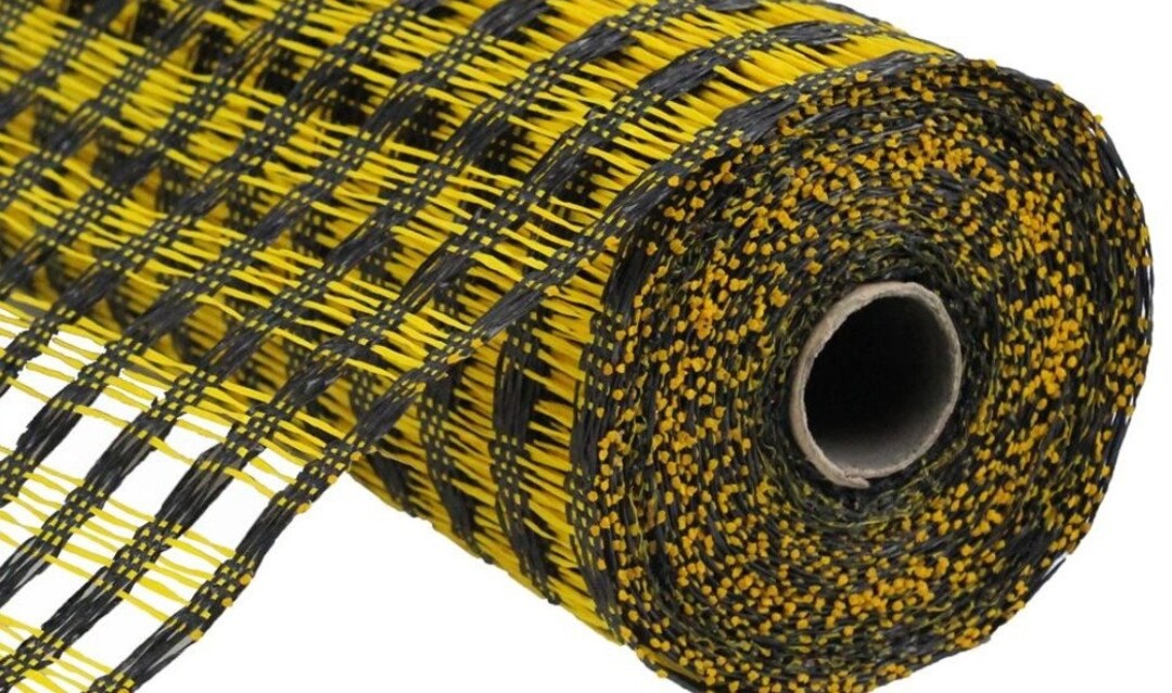 10 Inch X 10 Yards Yellow and Black Poly Burlap Check Mesh - Etsy