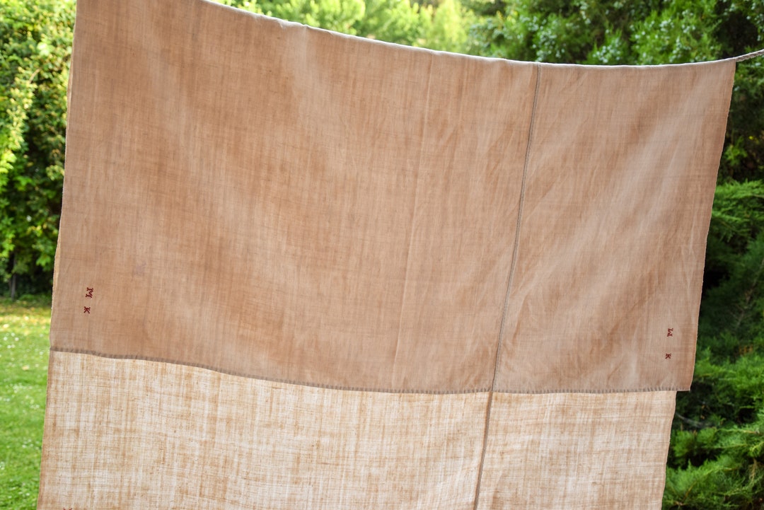 Nubby Antique Rustic Pure Hemp Tablecloth French Homespun Farmhouse ...