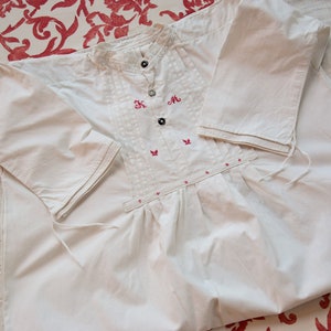 Heavy Antique Pure Hemp Linen Nightgown Handmade Embroidery Monogram ...