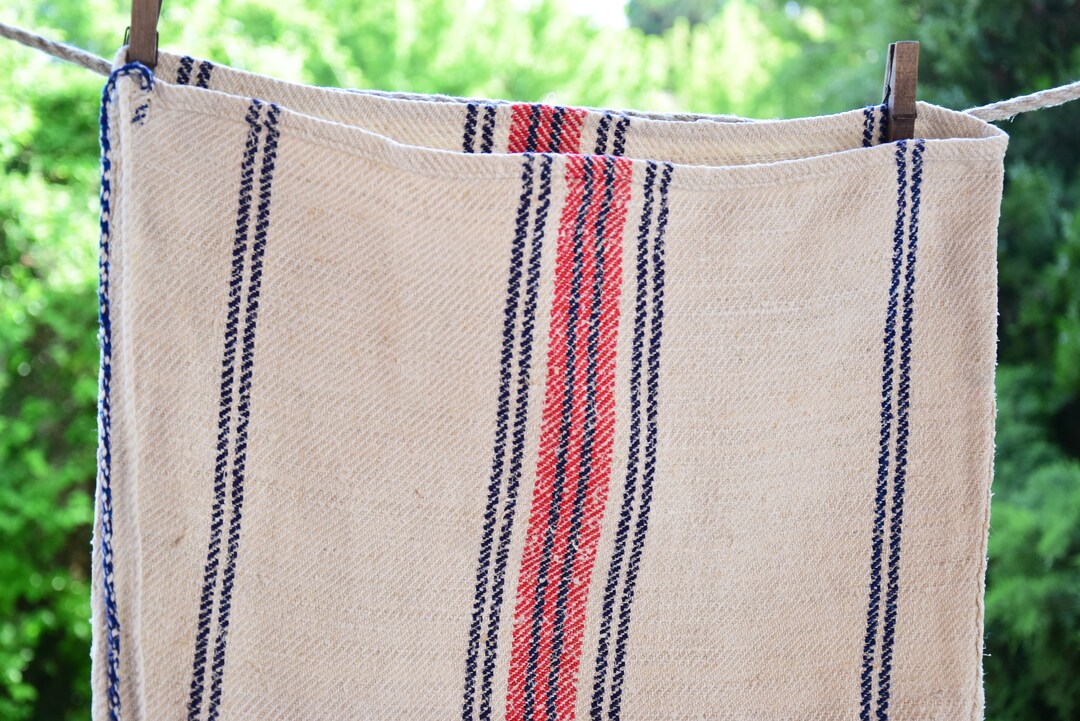 Heavy Nubby EXTRA LONG Antique Rustic Hemp Grain Sack Bag Feedsack Homespun Thick Coarse ...