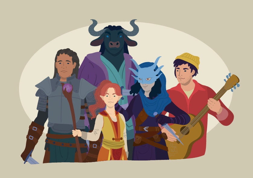 DnD party poster Fantasy and si-fi. RPG tabletop custom illustration ...