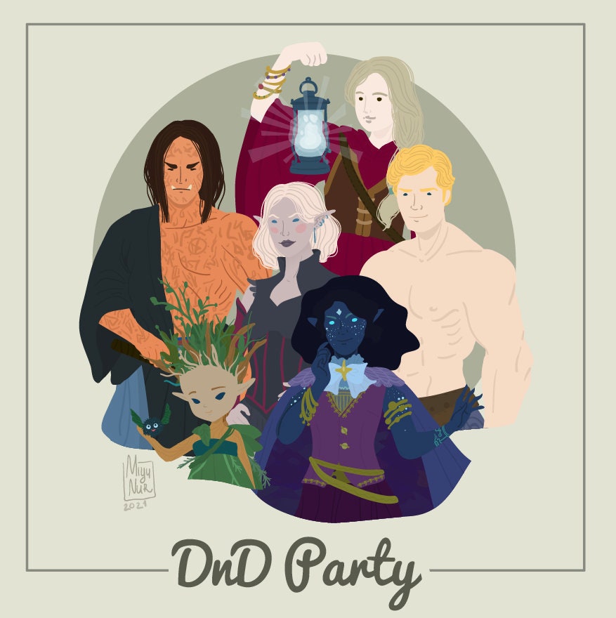 DnD party poster Fantasy and si-fi. RPG tabletop custom illustration ...
