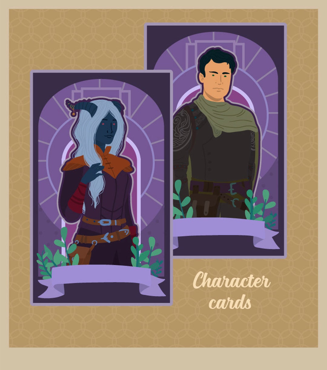 Dnd Character Commission. Fantasy Party Characters Cards. Ttrpg ...